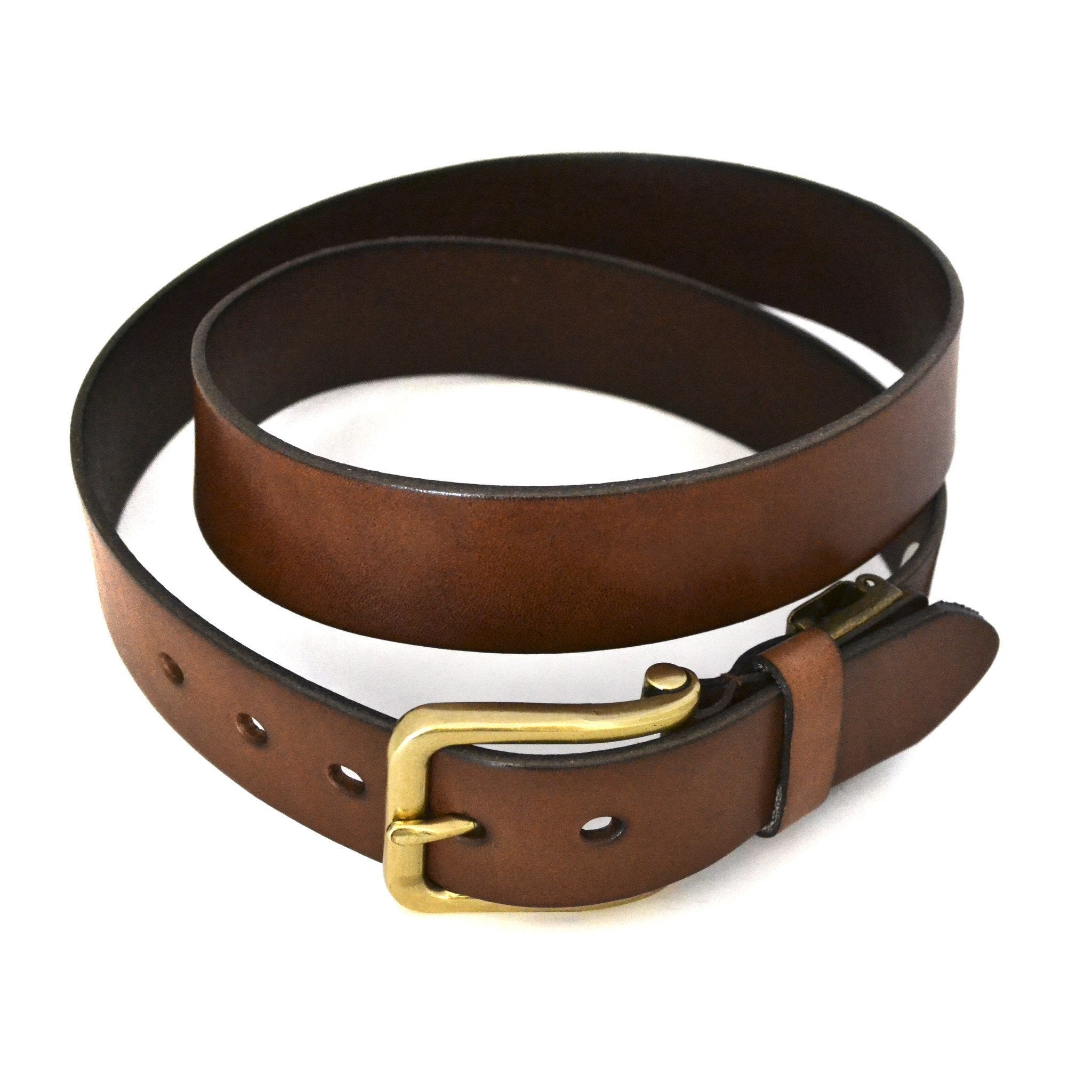 FLORIDA - Mens Tan Genuine Leather Belt with Antique Gold Buckle – The ...
