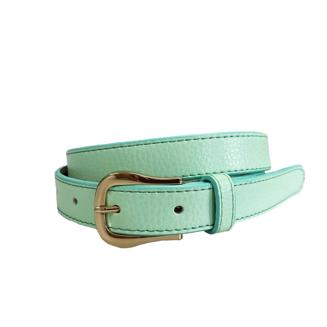 CHLOE- Girls Light Green Genuine Leather Belt with Golden Buckle – The ...